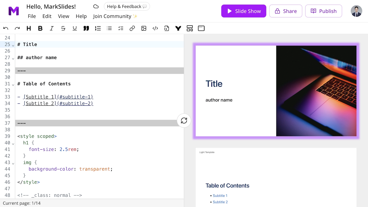 MarkSlides | Instantly Create Slides from Markdown with AI